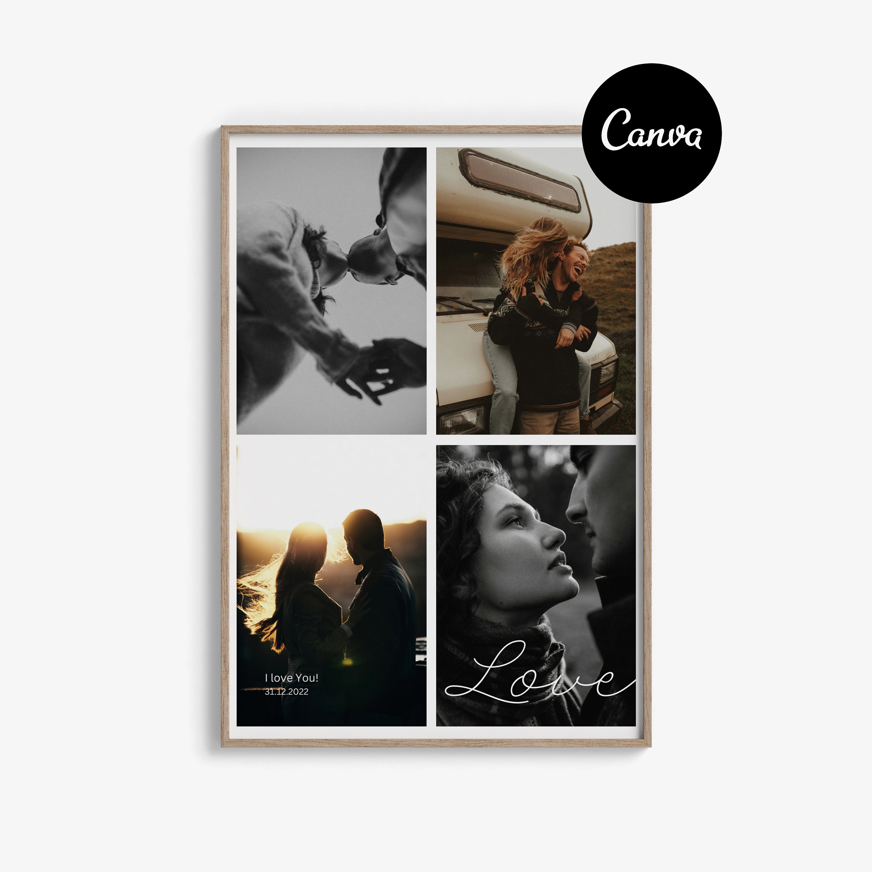 Couple Photo Collage Template – Printable Canva Gift for Anniversary ...