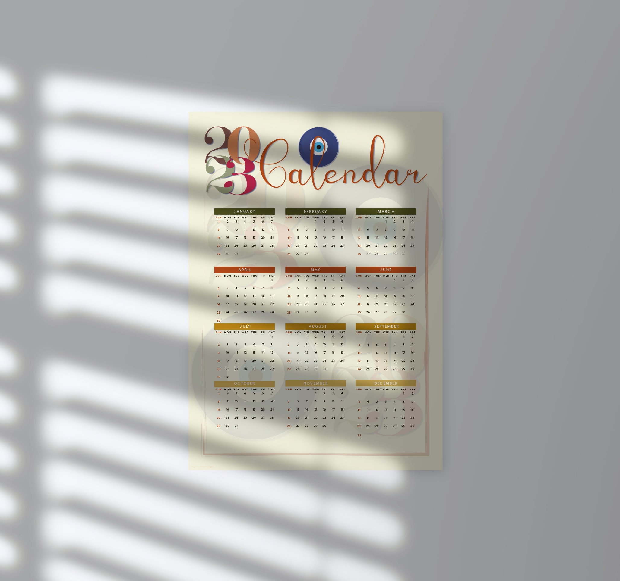 2023 Evil Eye Wall Calendar: A Year at a Glance With Protective ...