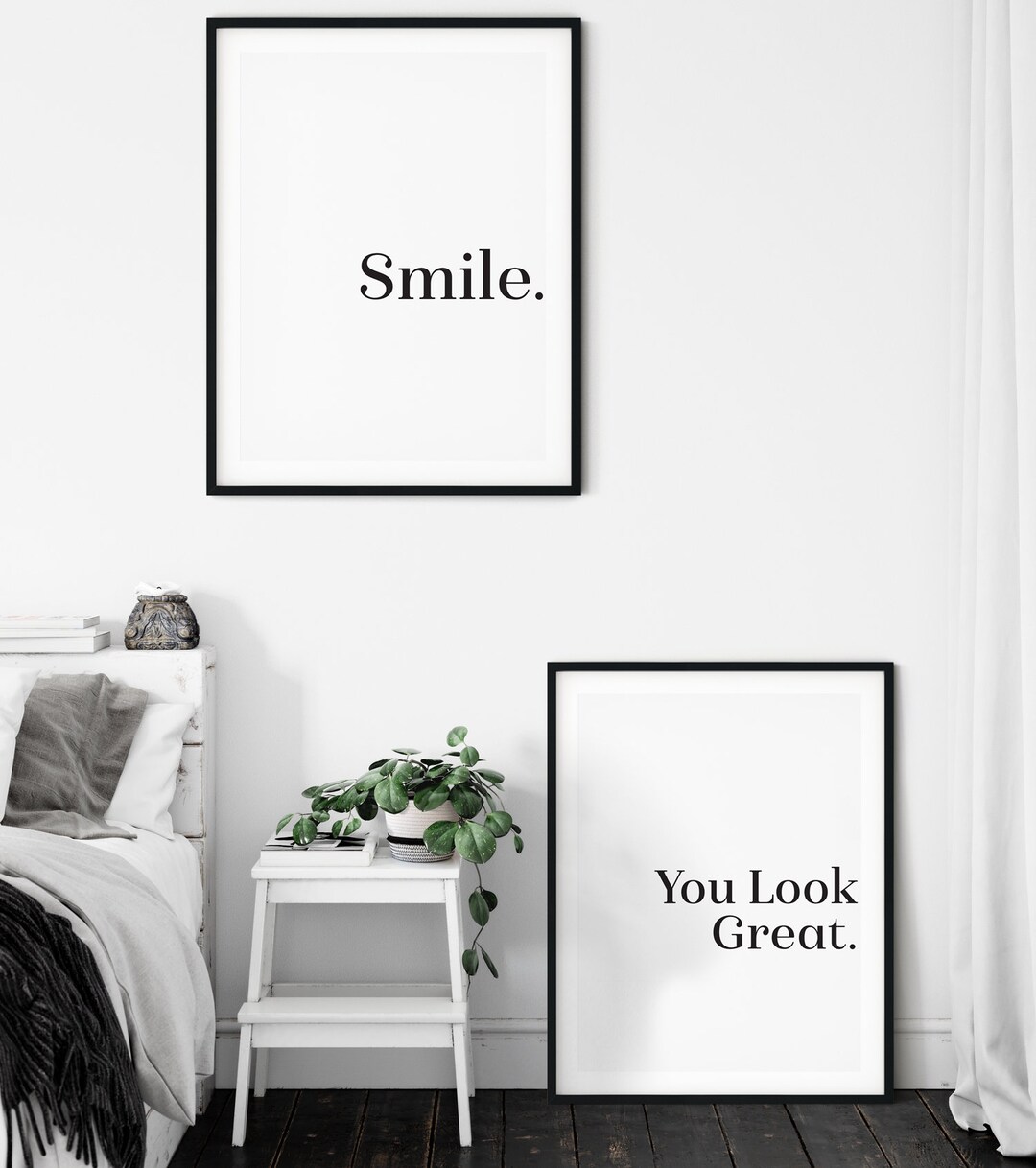 Smile You Look Great Typography Modern Digital Illustration Wall Decor ...