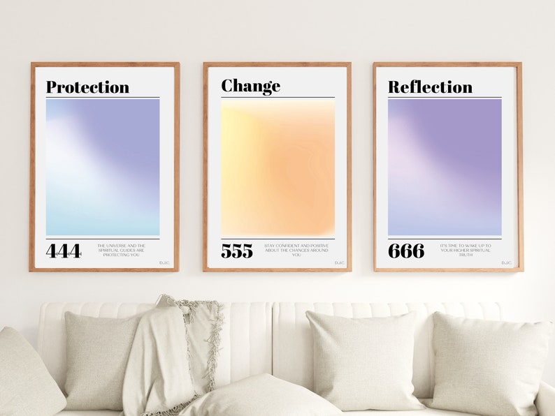 Angel Number Aesthetic Poster Printable Set of 9,aesthetic Room Decor ...