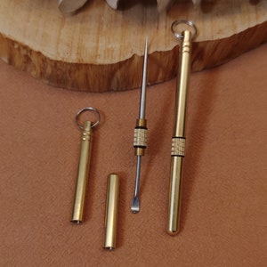 Reusable Metal Toothpick and Ear Spoon With Case (two-in-one), Keychain ...