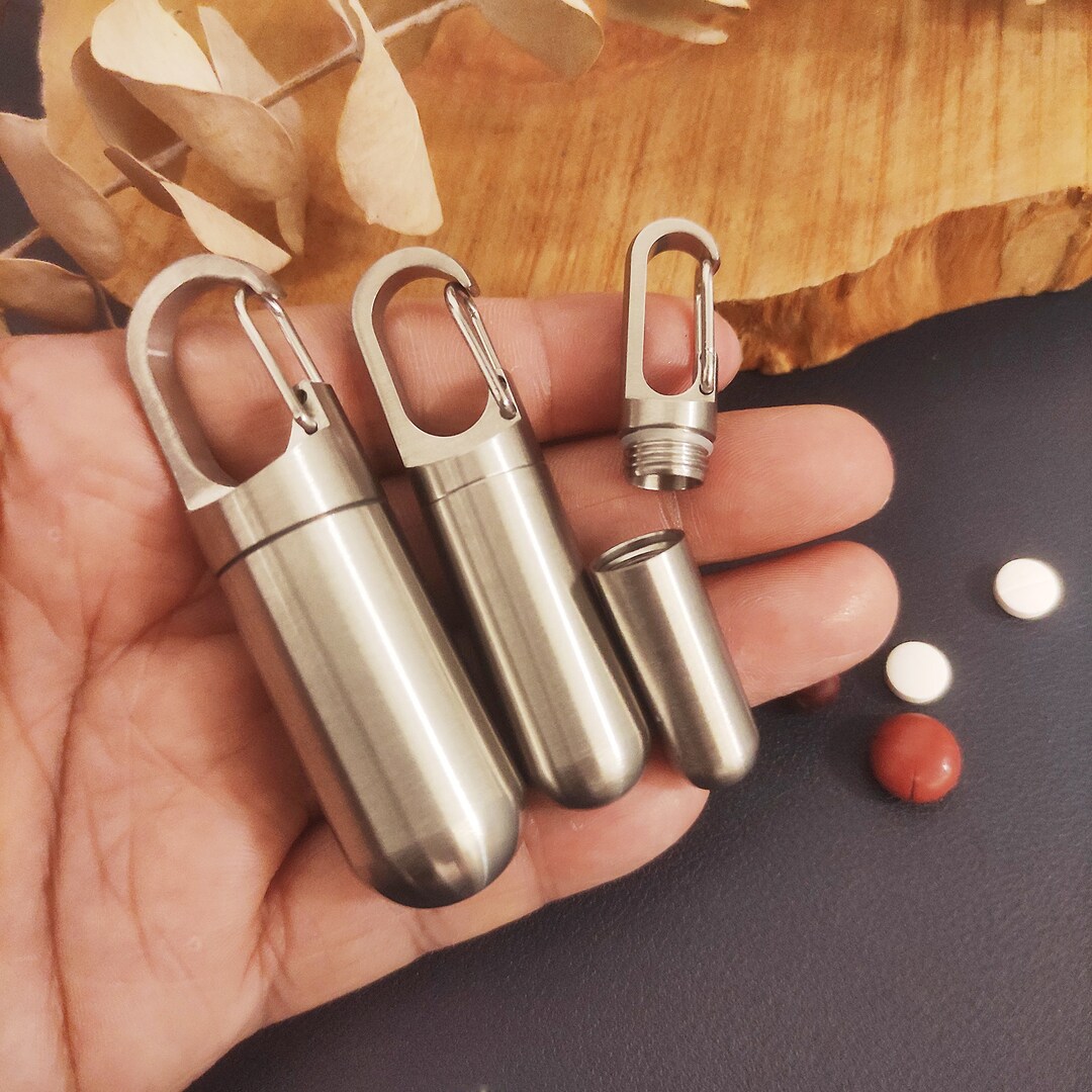 Metal Keychain ,metal Pill Case, Waterproof Mini Pill Box, Pendant ...