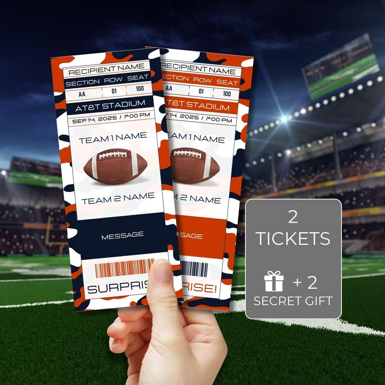 Instantly Editable Football Ticket | Chicago Colors Game Day Gift ...