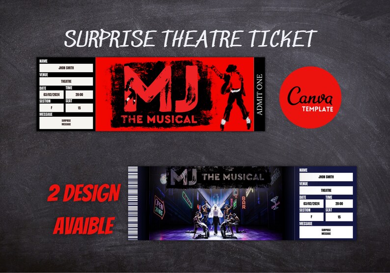 Template MJ Broadway the Musical Surprise Ticket the Theatre, Instant ...
