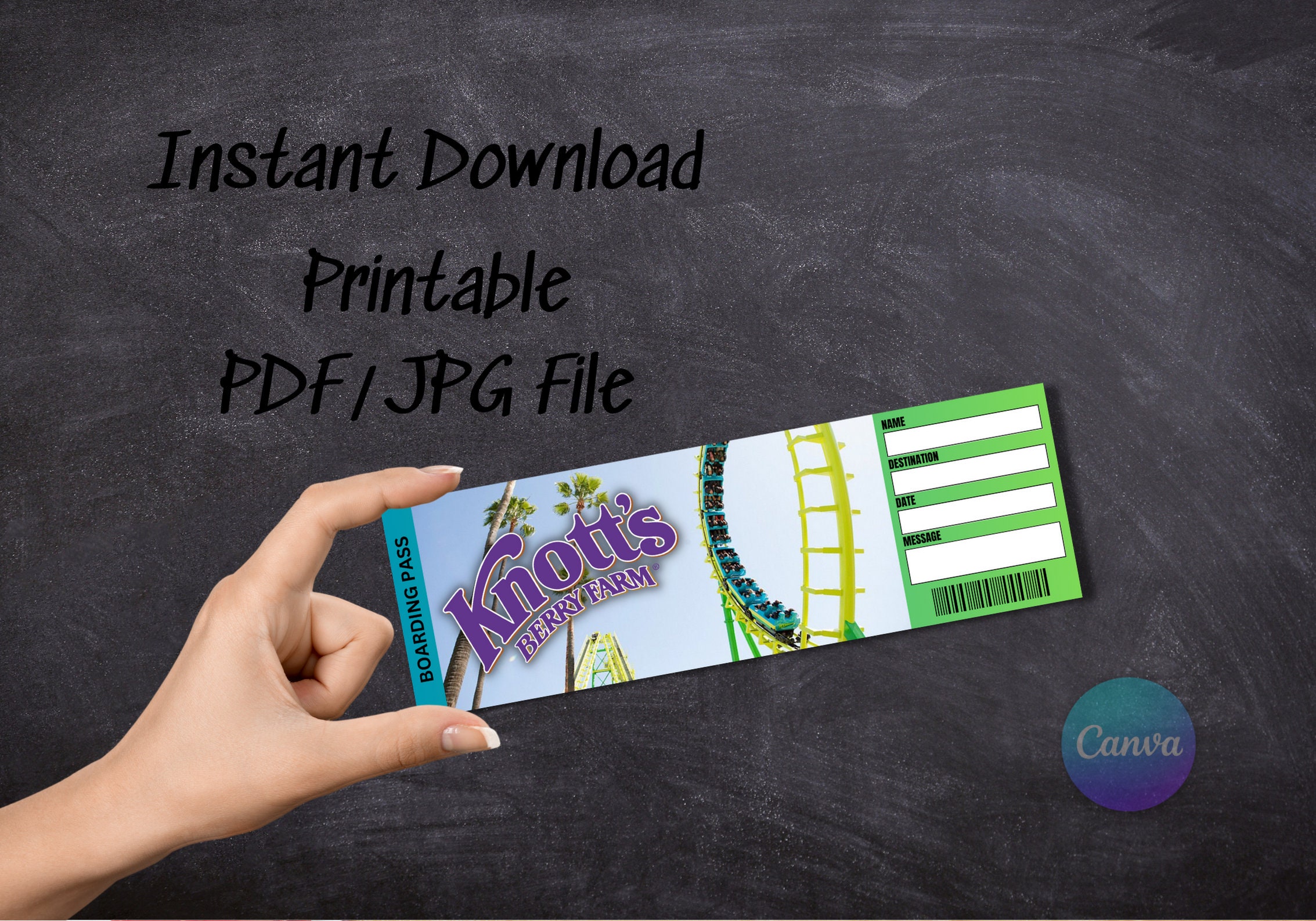 Printable Knott's Berry Farm Surprise Gift Ticket Template.boarding ...