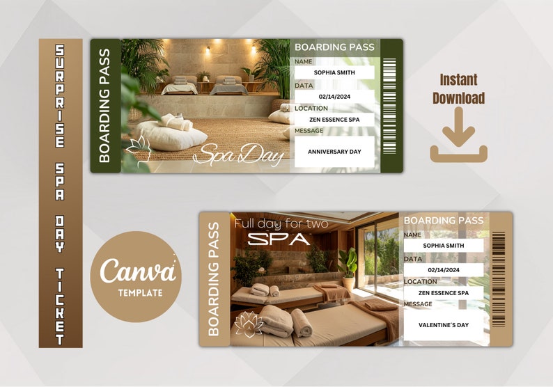 Printable Surprise Gift Spa Day, SPA Day Voucher Pass,relaxing Day ...