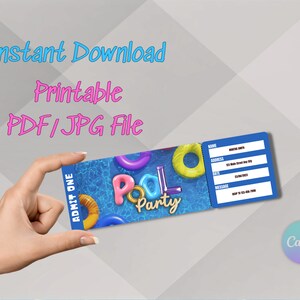 Pool Party Printable Template - Customizable Ticket Design for a ...