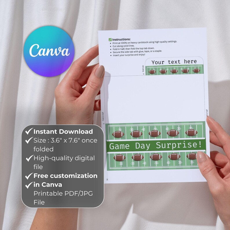 Football Ticket Gift Envelope – Printable Surprise for Birthday, Father ...