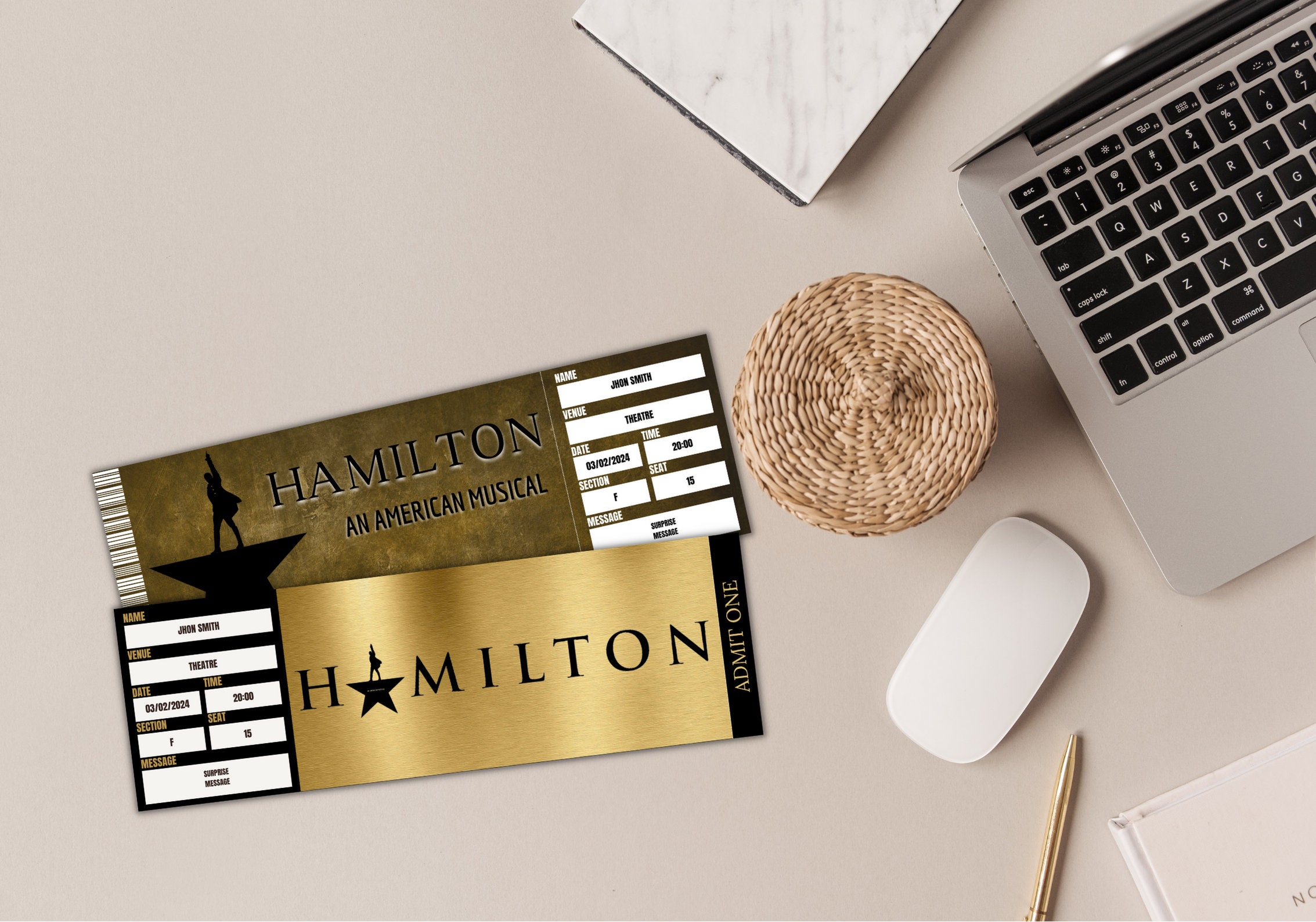Template Hamilton Broadway the Musical Surprise Ticket the Theatre ...