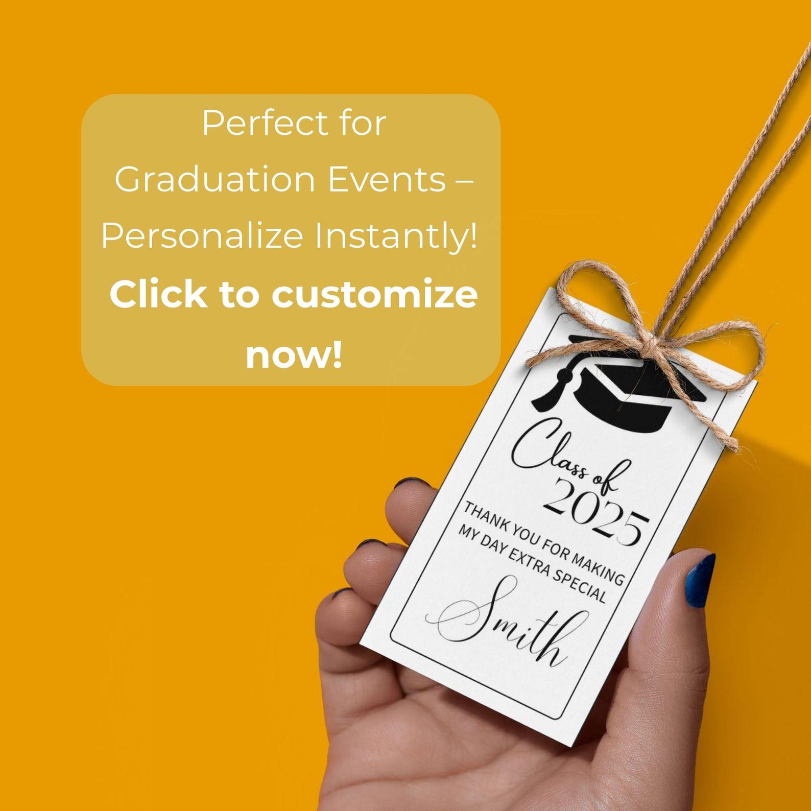 Editable Graduation Thank You Tags | Customizable Graduation Favor Tags ...