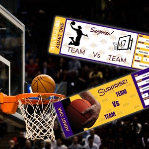 Basketball Game Los Angeles Colors Surprise Ticket Template: Ready for ...