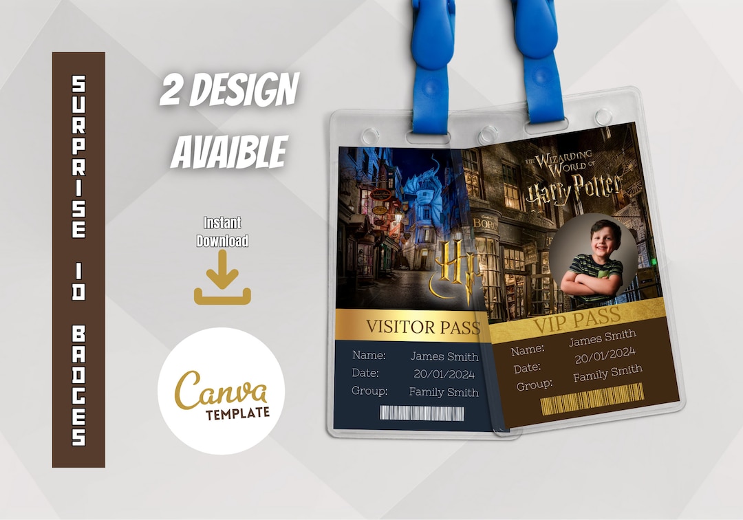 100% Customizable Wizard ID Badge Template, Printable School of Magic ...