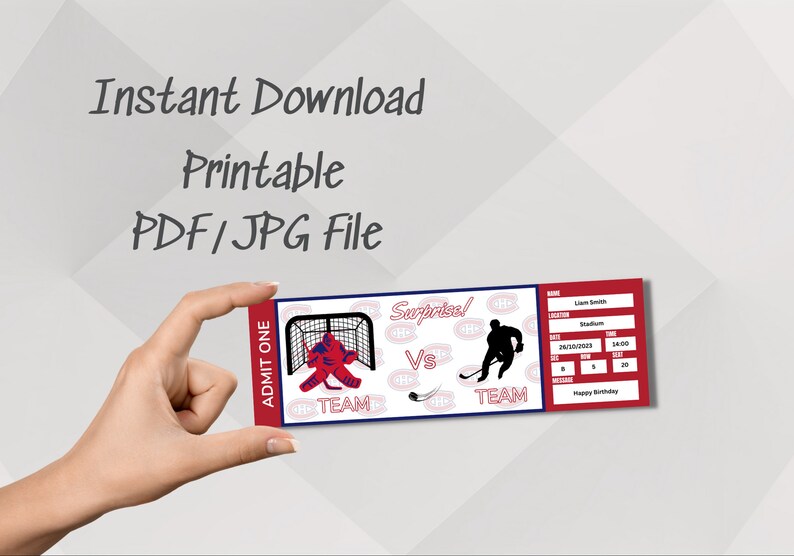 Hockey Game Montreal Colors Ticket Template Surprise: Ready for Action ...