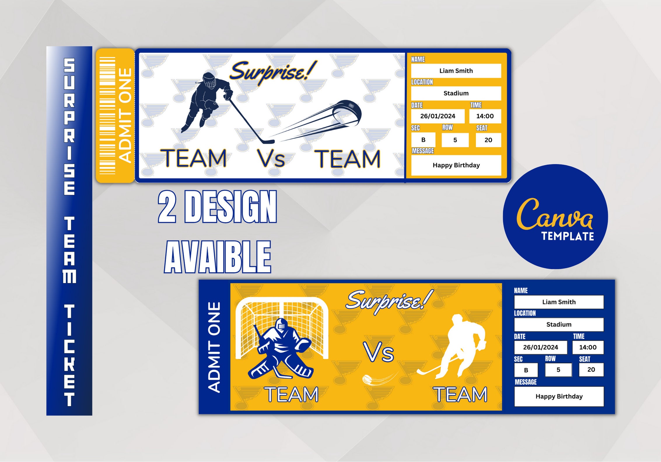 Hockey Game St Louis Colors Ticket Template Surprise: Ready in Action ...