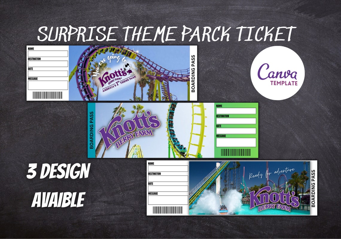 Printable Knott's Berry Farm Surprise Gift Ticket Template.boarding ...