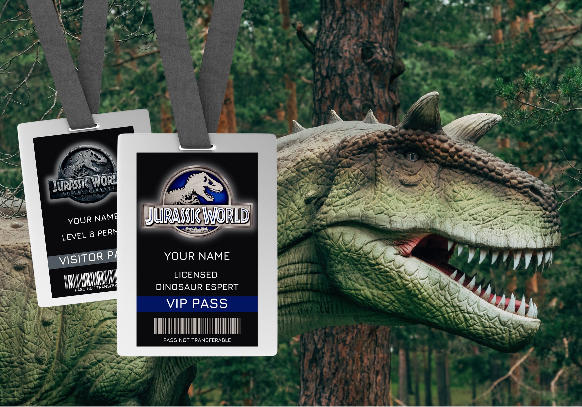 100% Customizable Jurassic ID Badge Template, Printable Jurassic ID ...