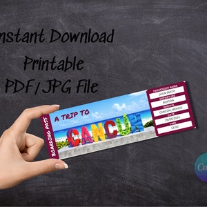 Mexico Surprise Trip Ticket Template: Acapulco, Cancun, Tulum ...