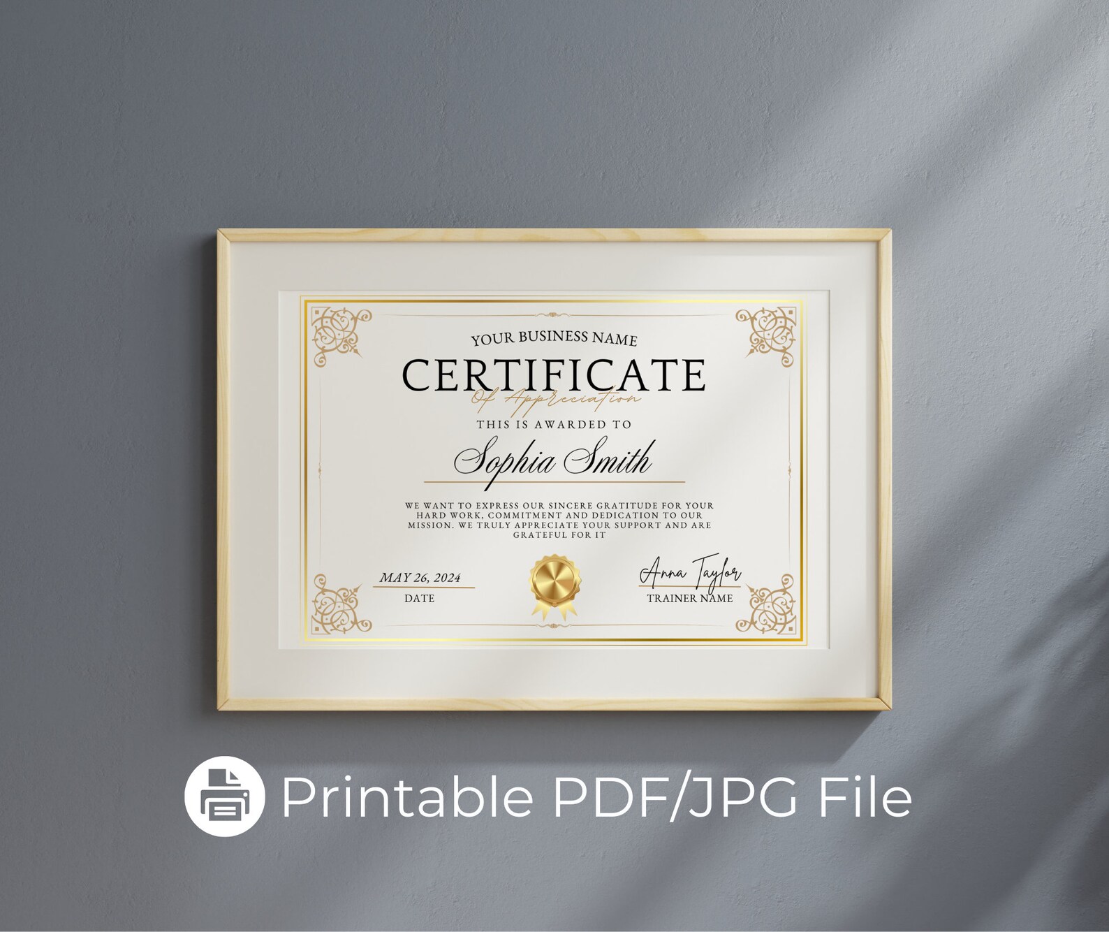 Customizable Appreciation Certificate Template: Printable Canva Design ...