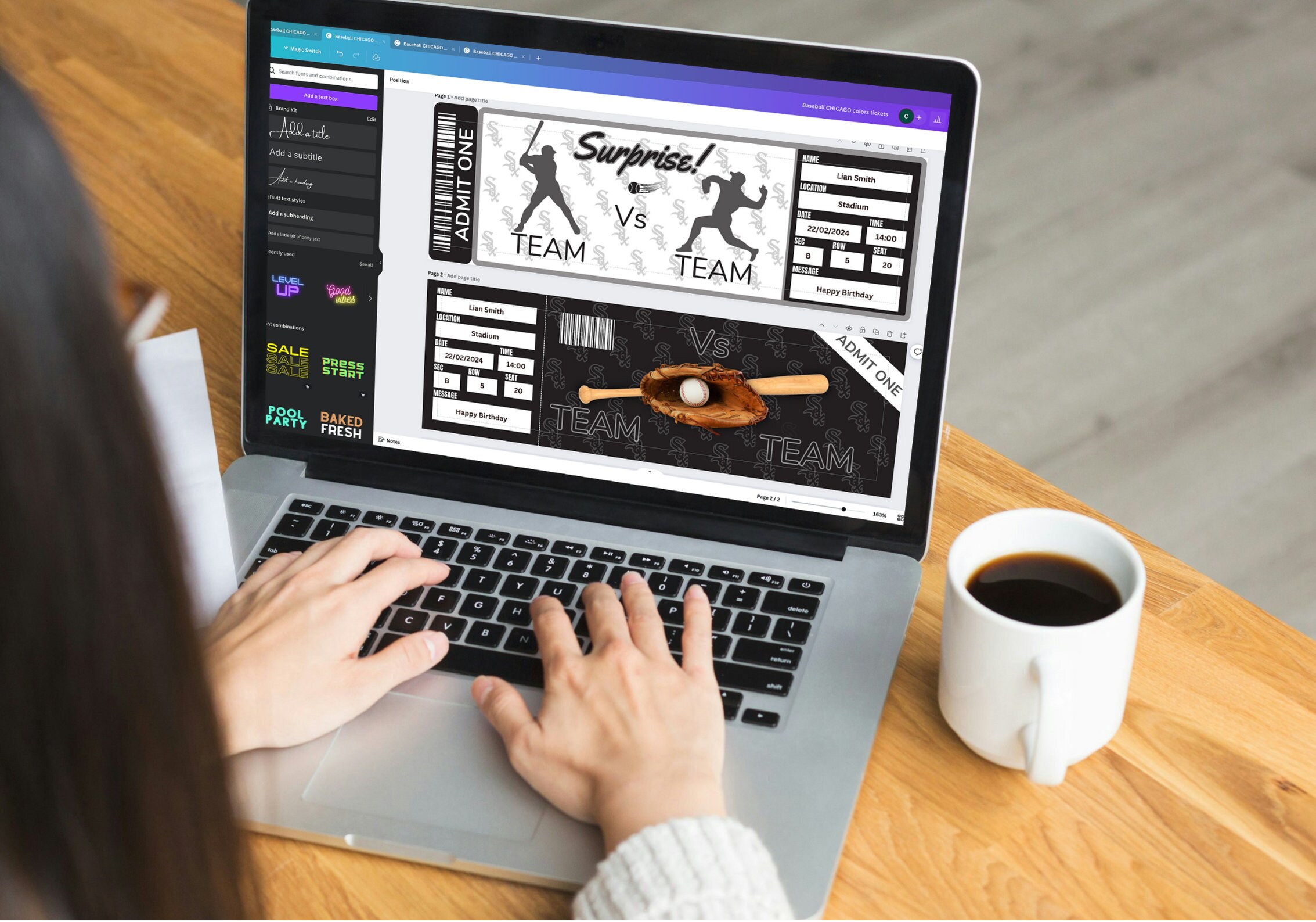 Baseball Game Chicago Colors Ticket Template Surprise: Ready in Action ...