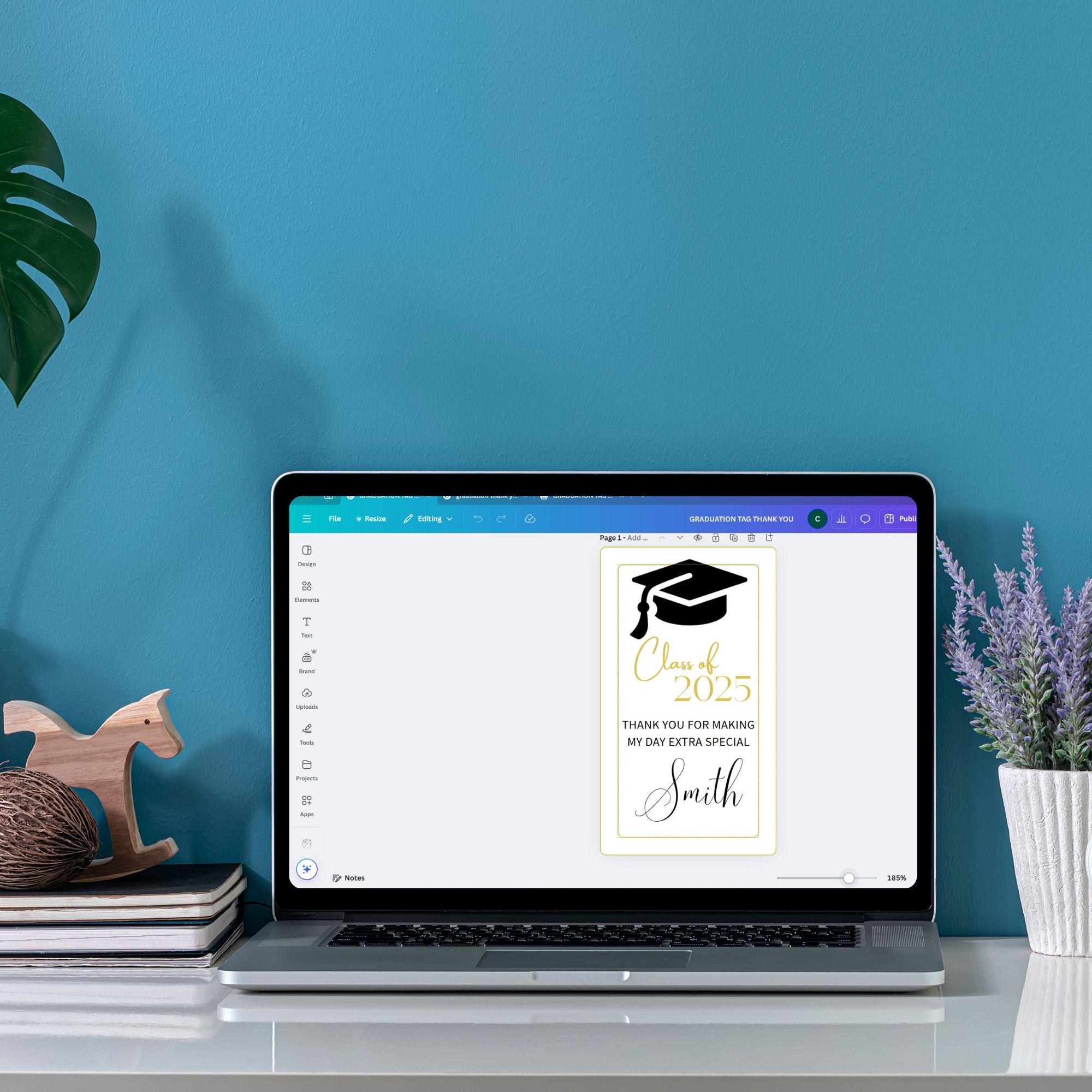 Editable Graduation Thank You Tags | Customizable Graduation Favor Tags ...