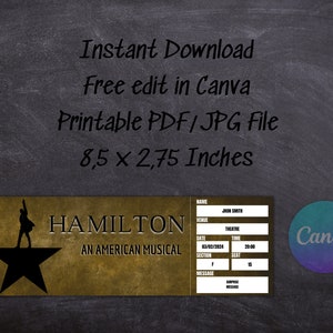 Template Hamilton Broadway the Musical Surprise Ticket the Theatre ...