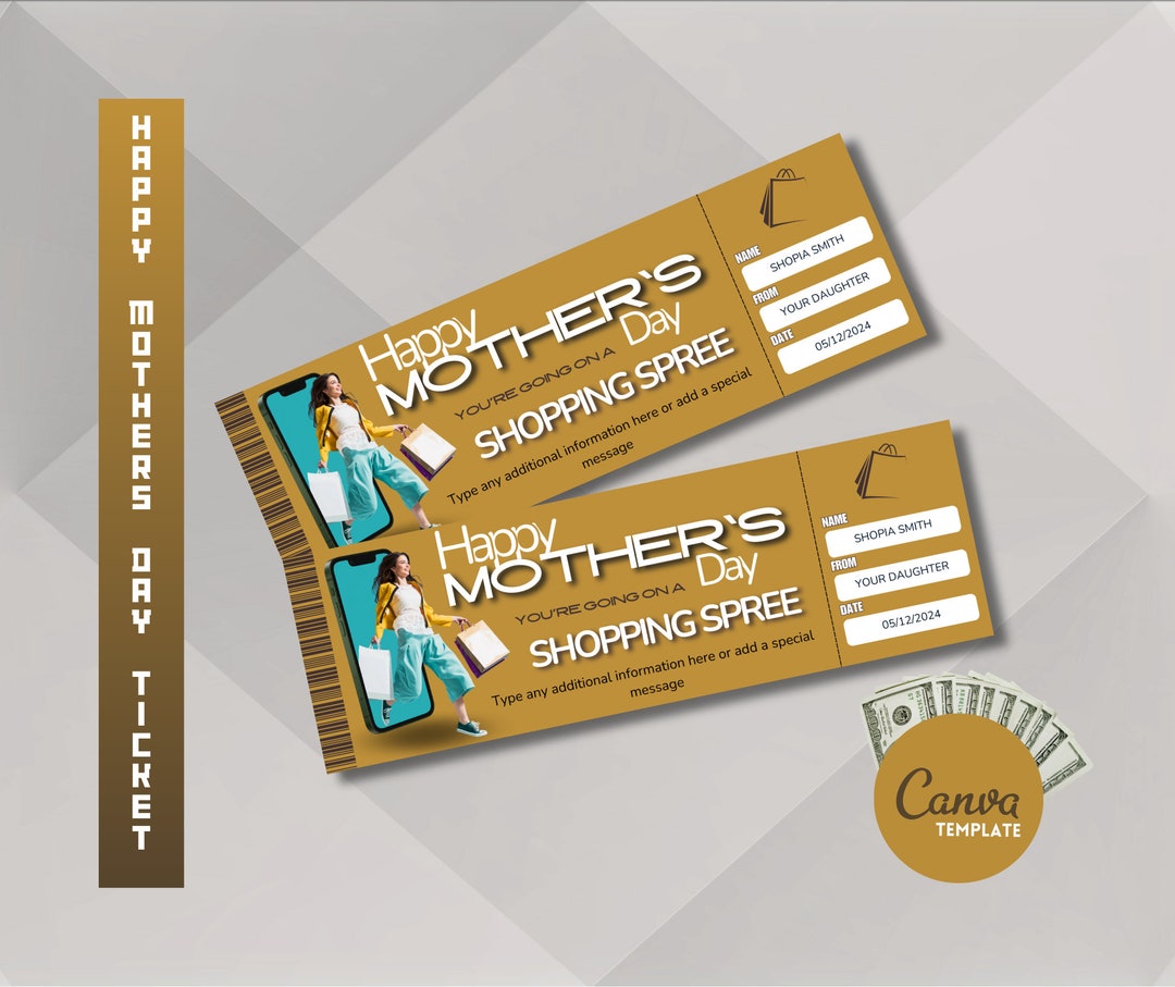 Mother's Day Shopping Spree Template,surprise Gift Voucher Coupon,day ...