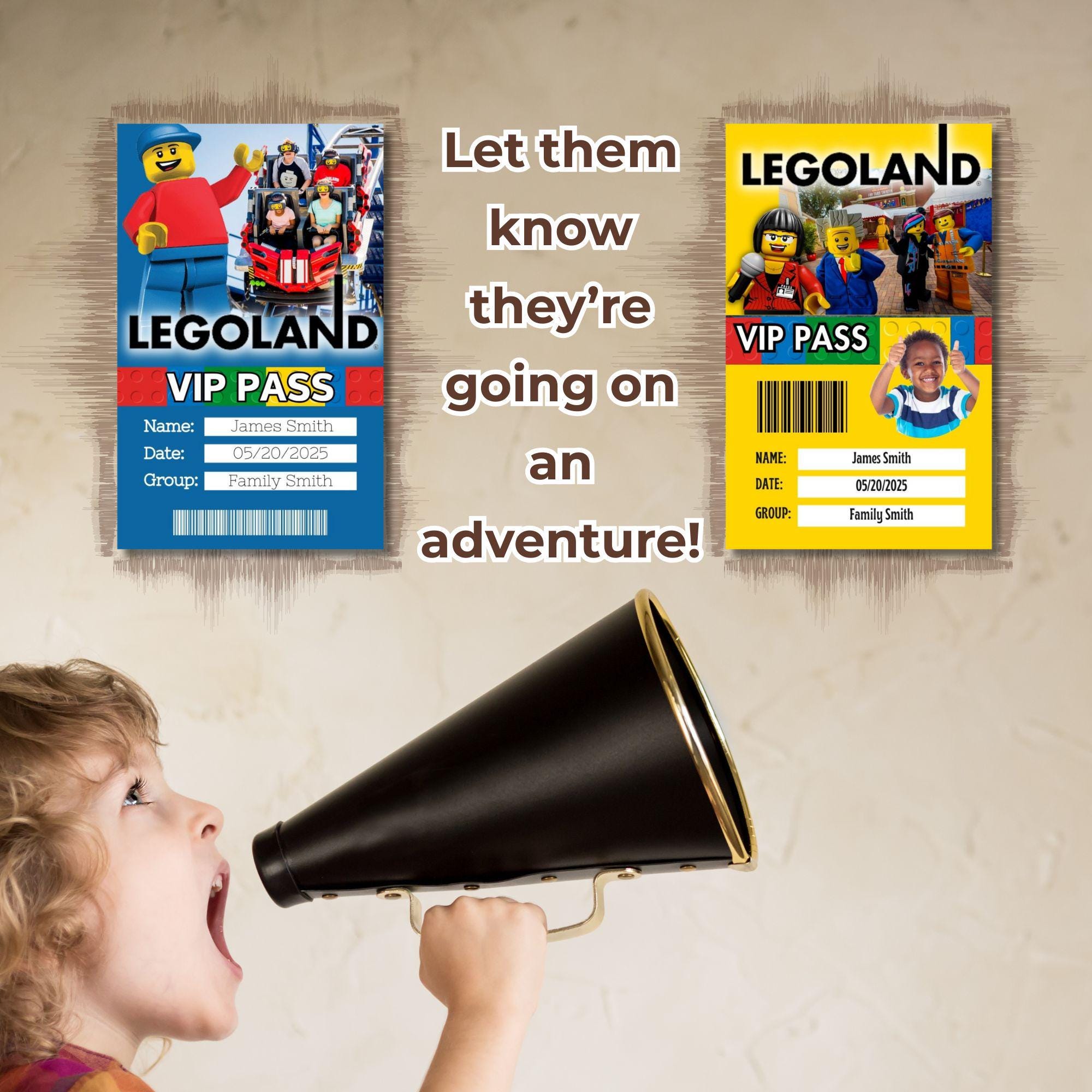 VIP Pass ID Badge for Kids – Inspired by LEGOLAND Theme Park, Editable ...