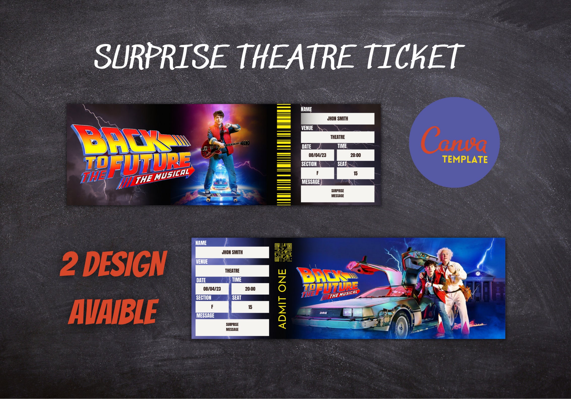 Template Back to the Future the Musical THE THEATER Surprise Ticket ...