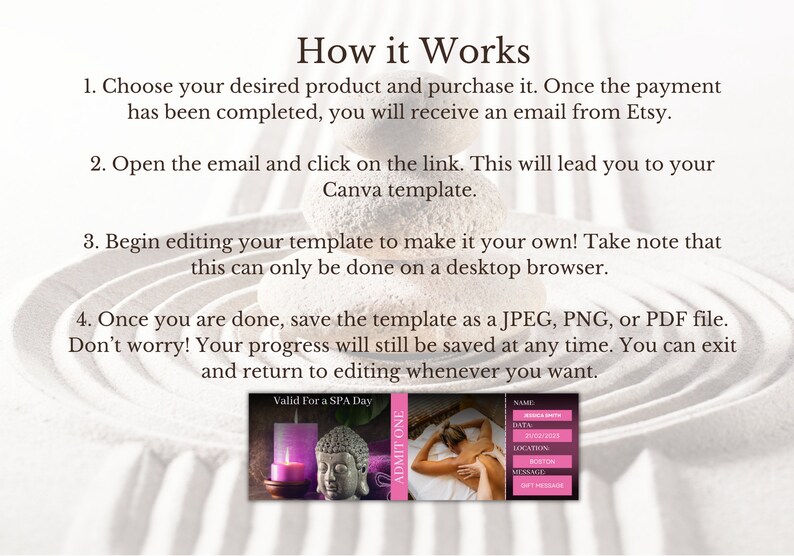 Printable SPA Day Gift Ticket Template, Editable SPA Day Voucher Pass ...