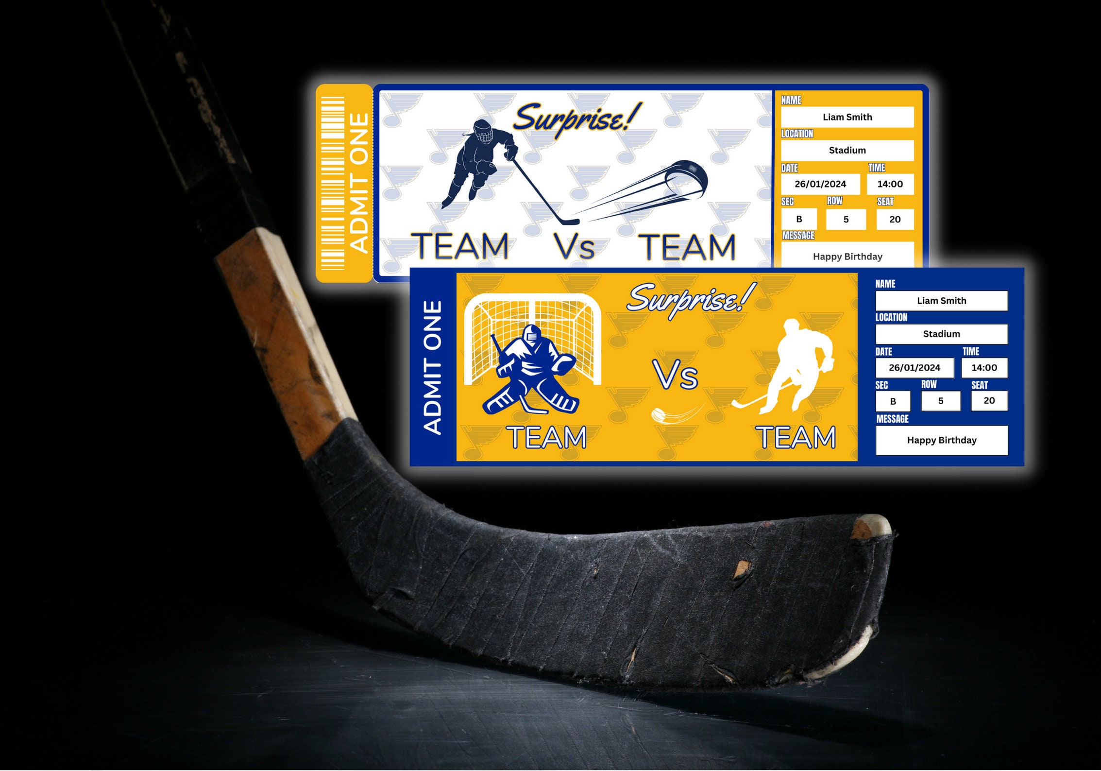 Hockey Game St Louis Colors Ticket Template Surprise: Ready in Action ...