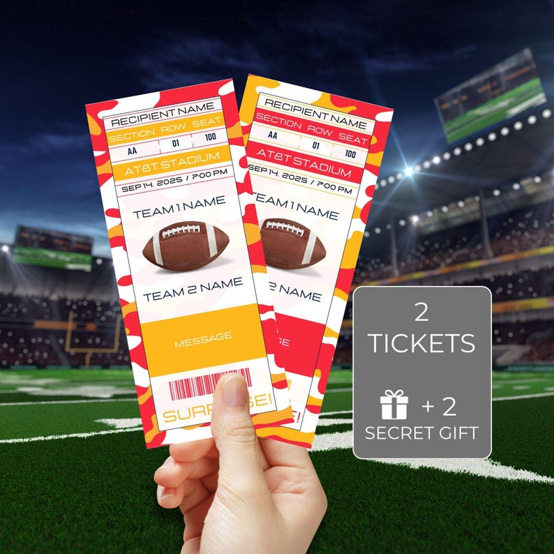 Instantly Editable Football Ticket | Kansas City Colors Game Day Gift ...