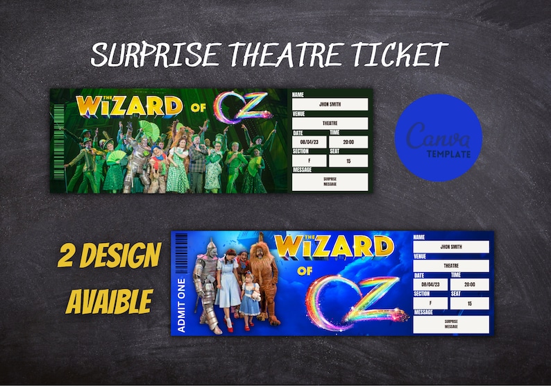 Printable the Wizard of Oz the Musical Surprise Ticket Template to the ...