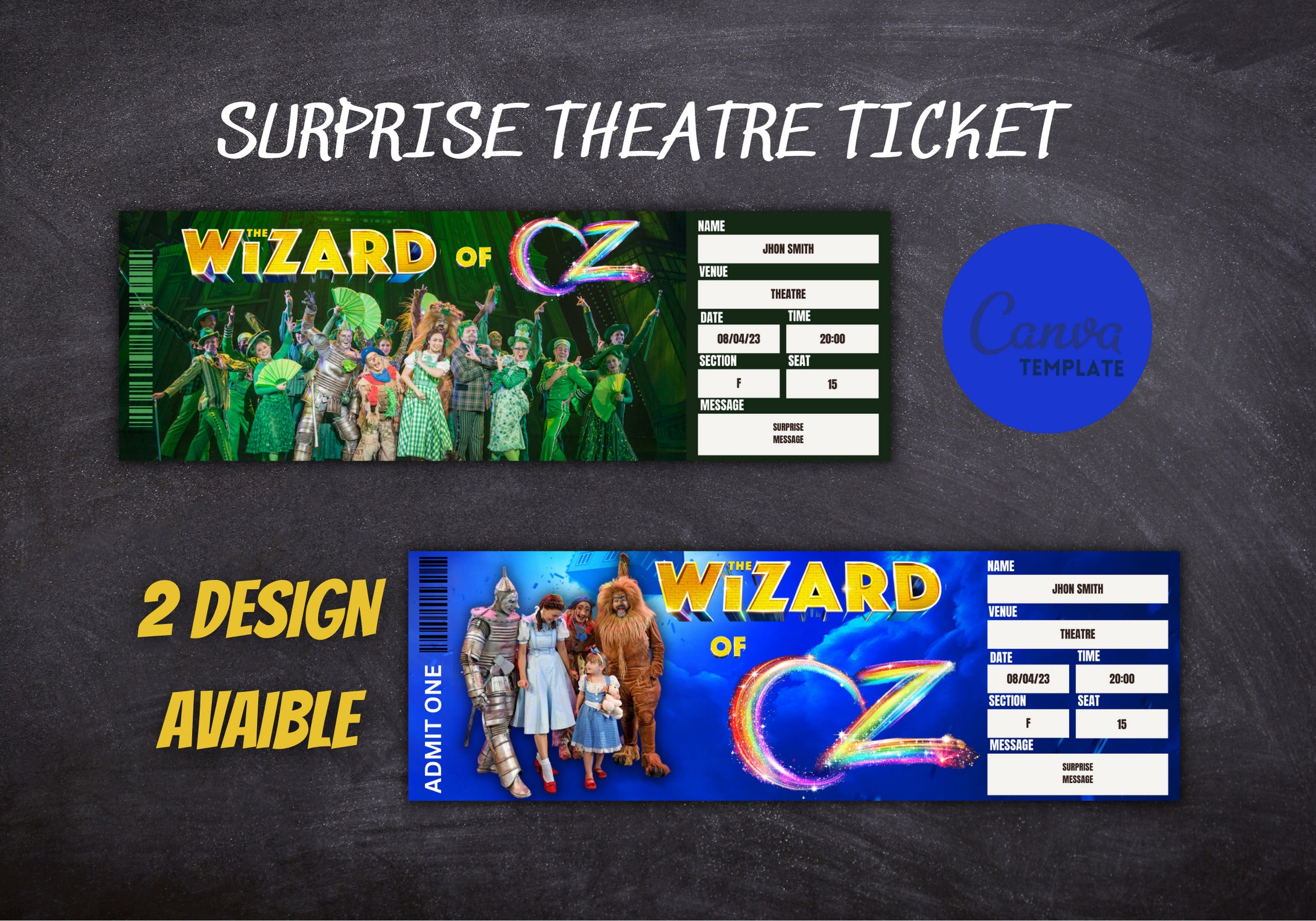 Printable the Wizard of Oz the Musical Surprise Ticket Template to the ...