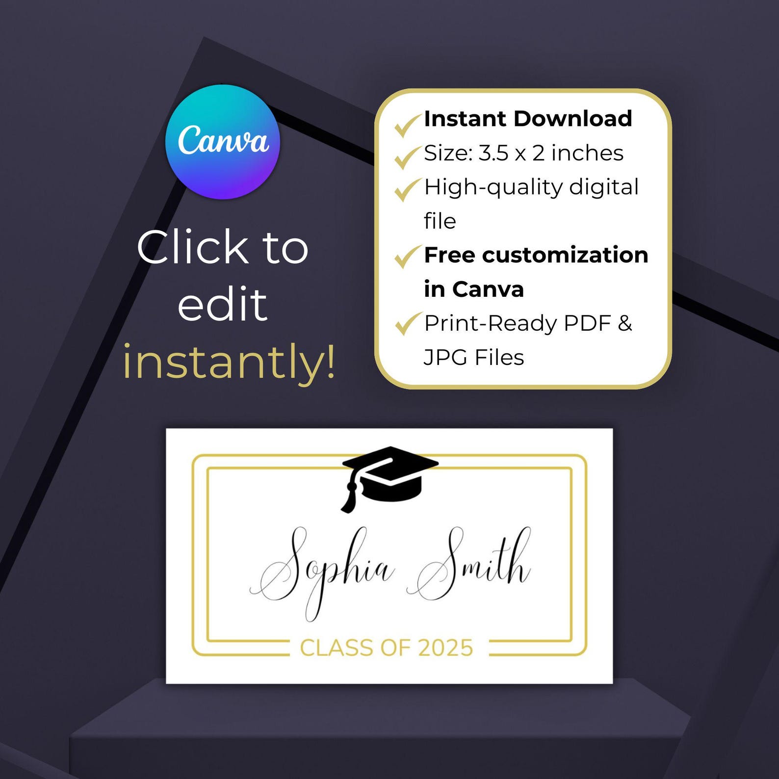 Editable Graduation Name Card | Custom Name Cards for Graduation ...