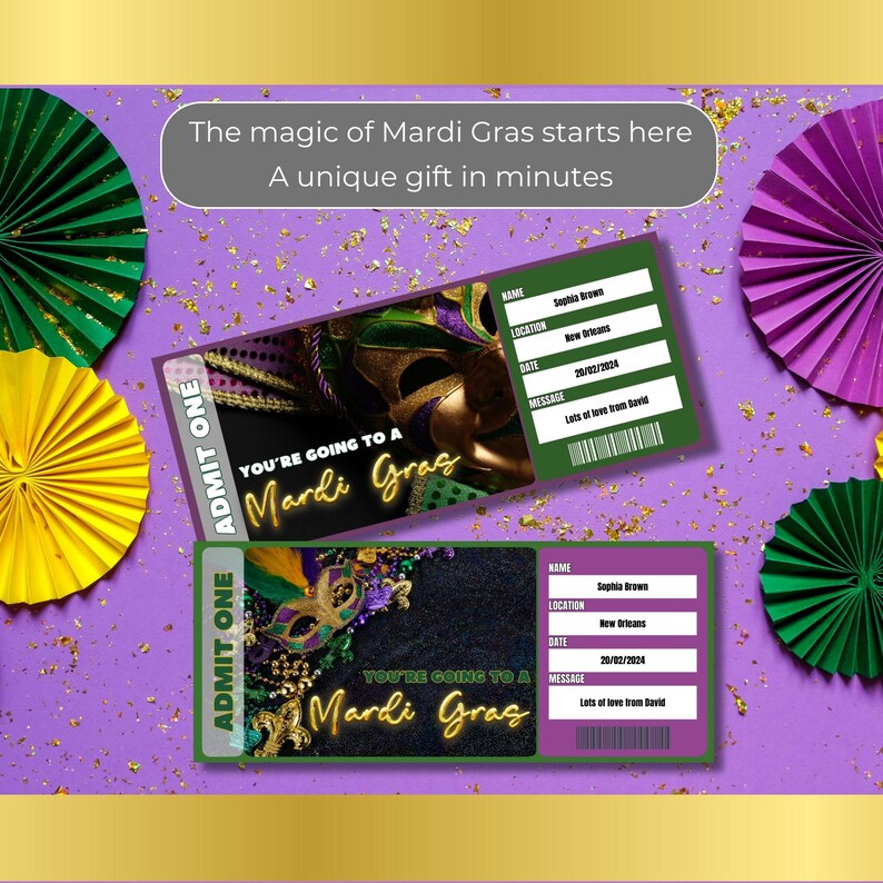 Printable Mardi Gras Ticket – Customizable Canva Template - Instant ...