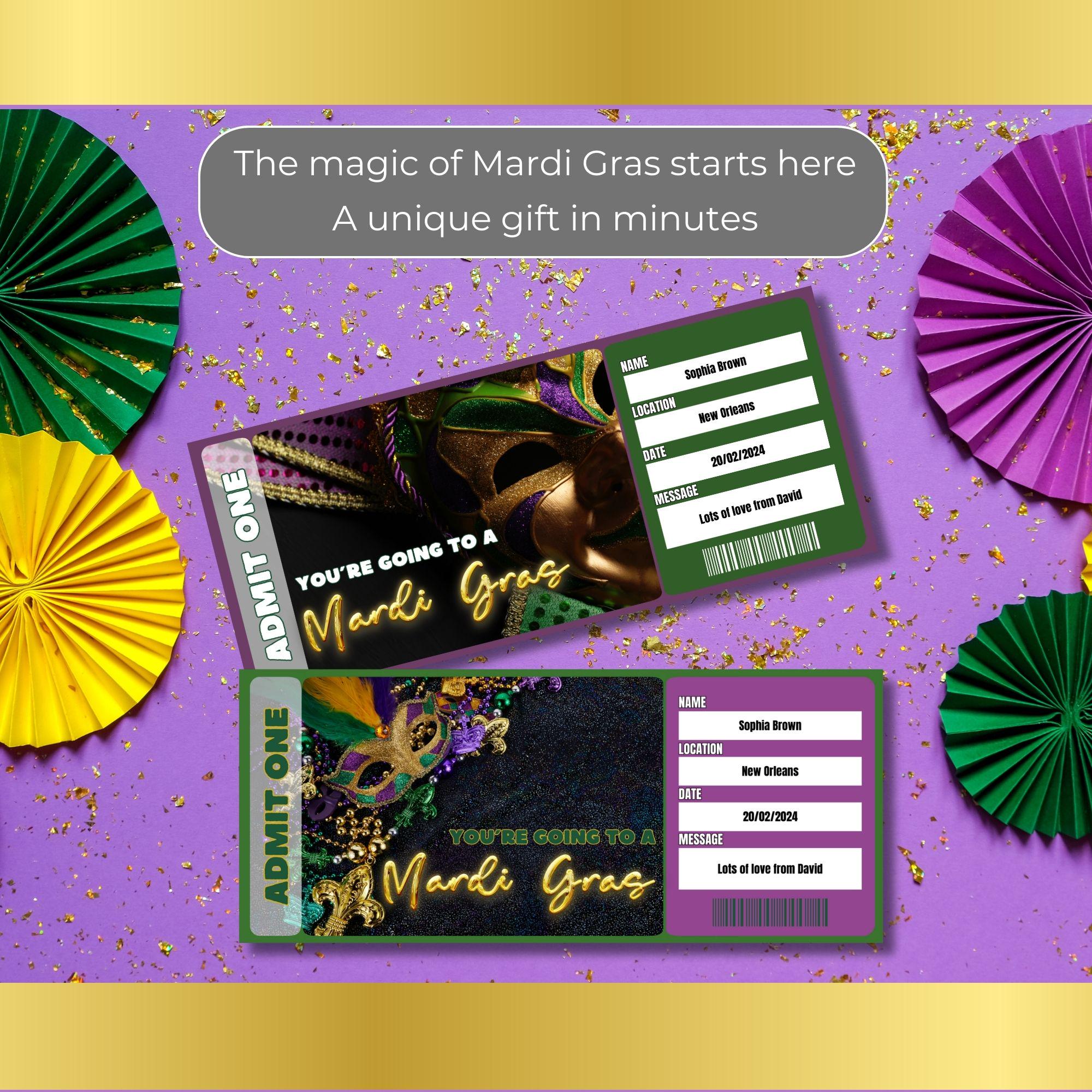Printable Mardi Gras Ticket – Customizable Canva Template - Instant ...