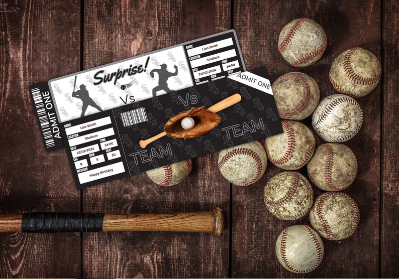 Baseball Game Chicago Colors Ticket Template Surprise: Ready in Action ...
