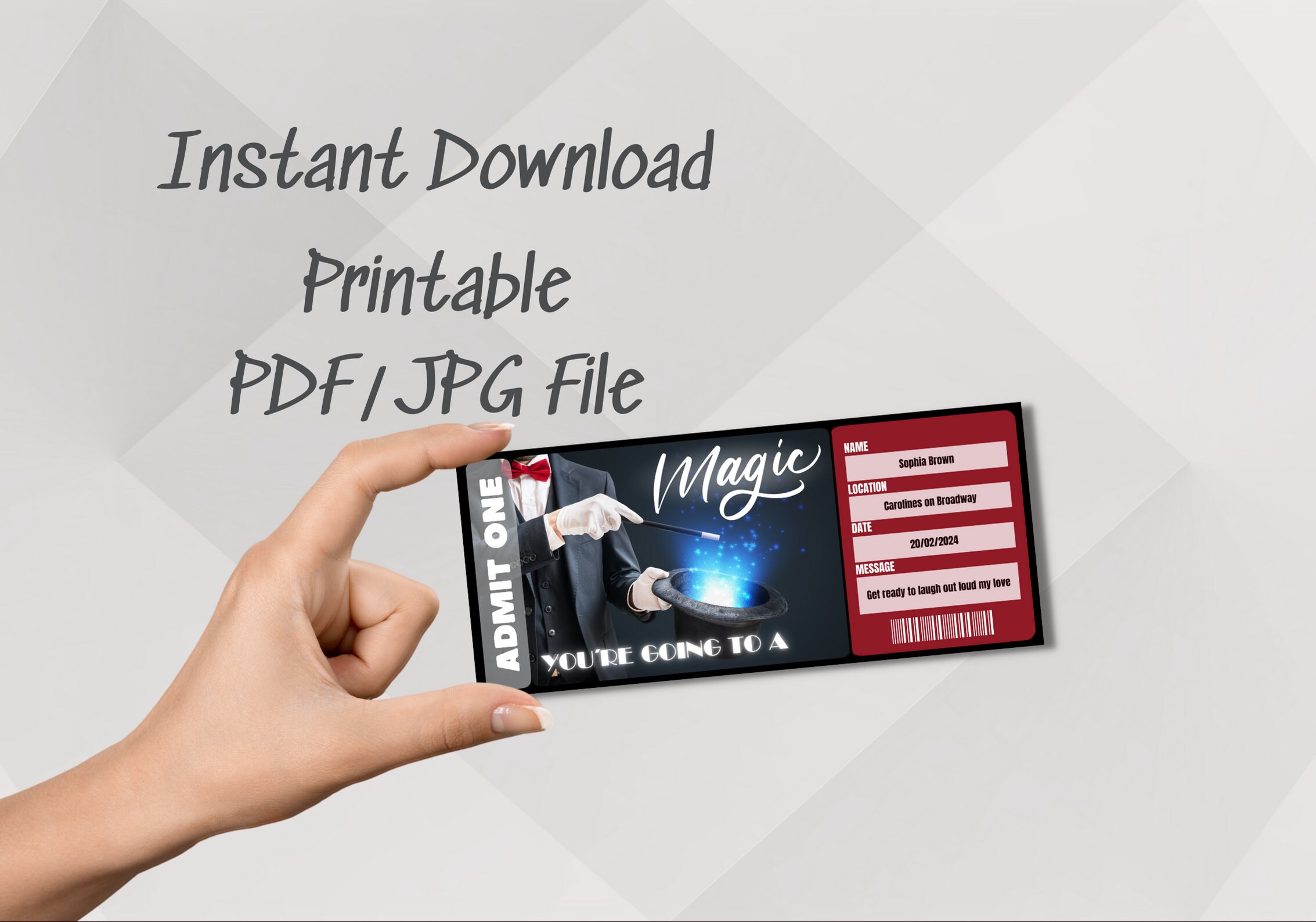 Surprise Magic Show Ticket Template: Night of Wonders (instant Download ...