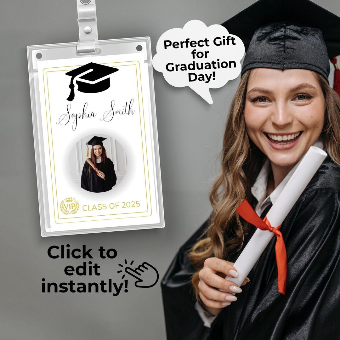 Graduation VIP Pass Template | Editable Badge in Canva | Printable ...