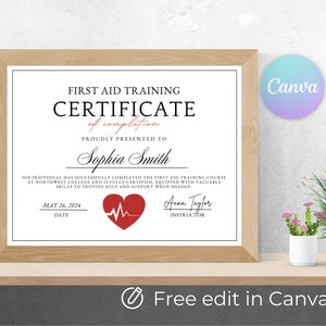 Customizable Certificate of Completion.first Aid Training Course ...