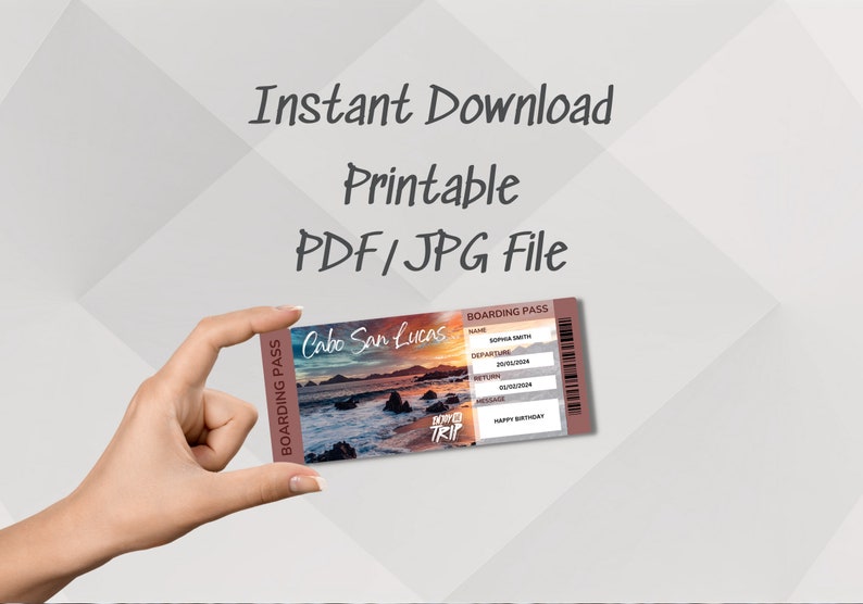 Printable Cabo San Lucas Surprise Travel Tickets Template, Vacation ...