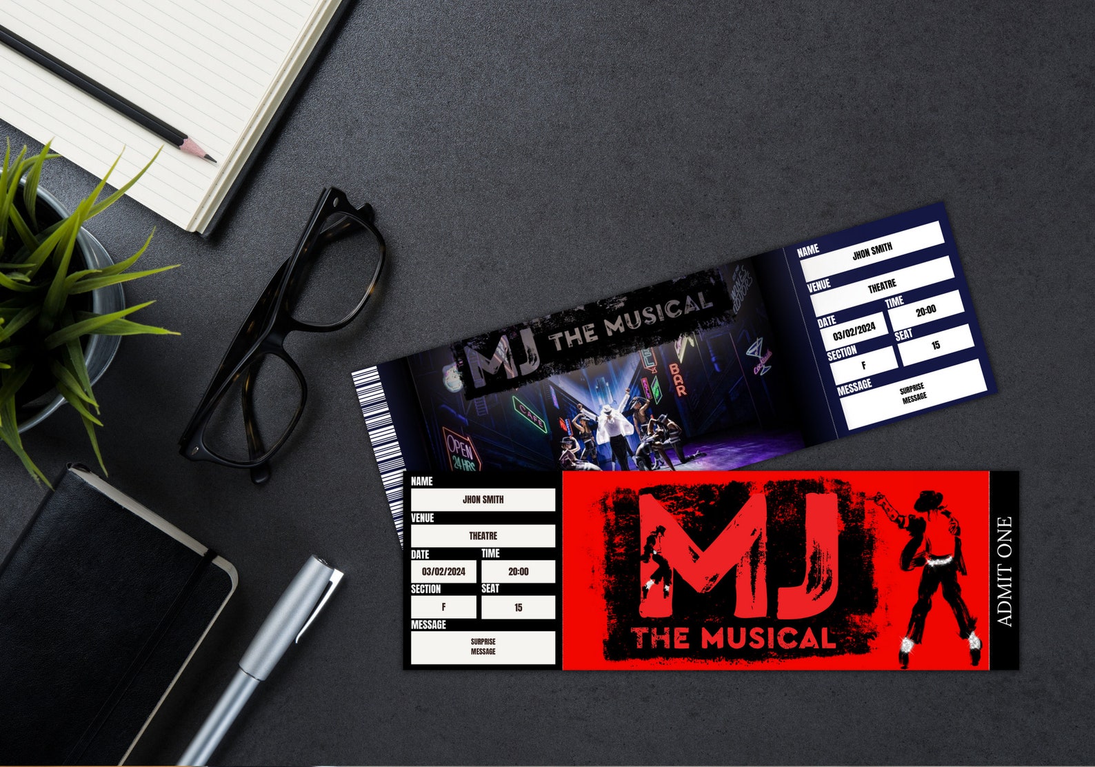 Template MJ Broadway the Musical Surprise Ticket the Theatre, Instant ...