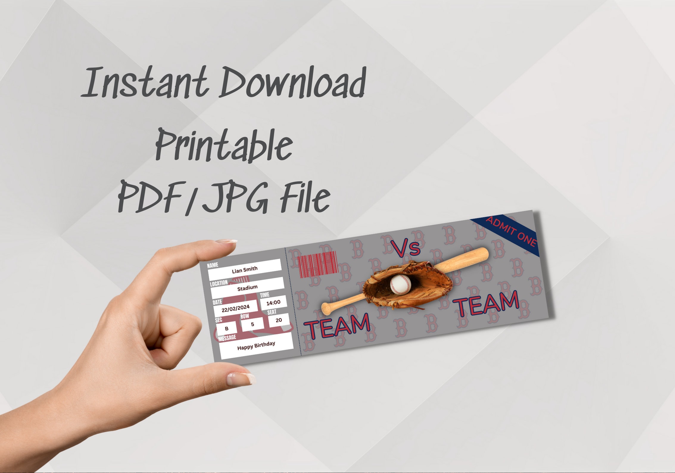 Baseball Game Boston Colors Ticket Template Surprise: Ready in Action ...
