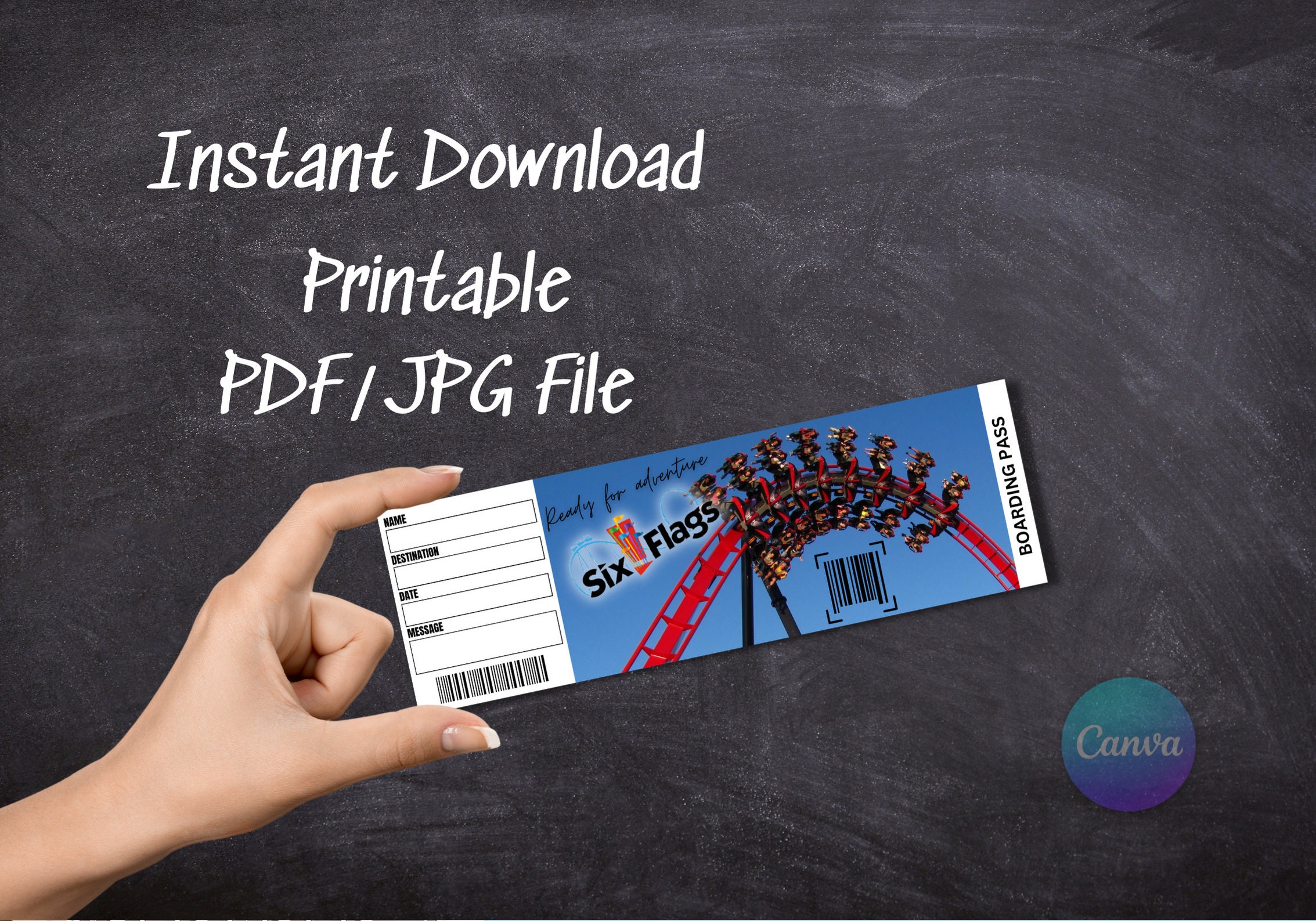 Personalized Six Flags Template Surprise | Editable | Printable | 100% ...