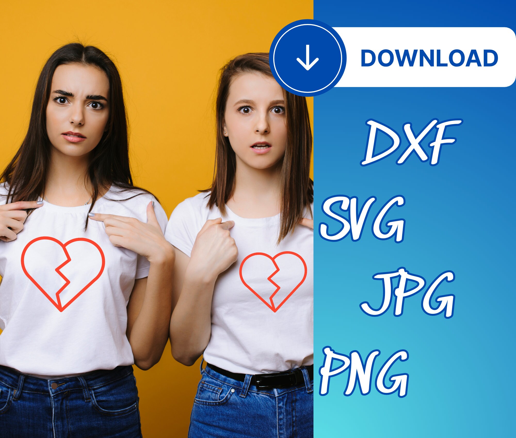 Best Friends Broken Heart SVG - Download Instantâneo - Clip Art for ...