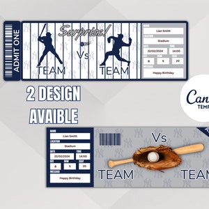 Baseball Game New York Colors Ticket Template Surprise: Ready in Action ...