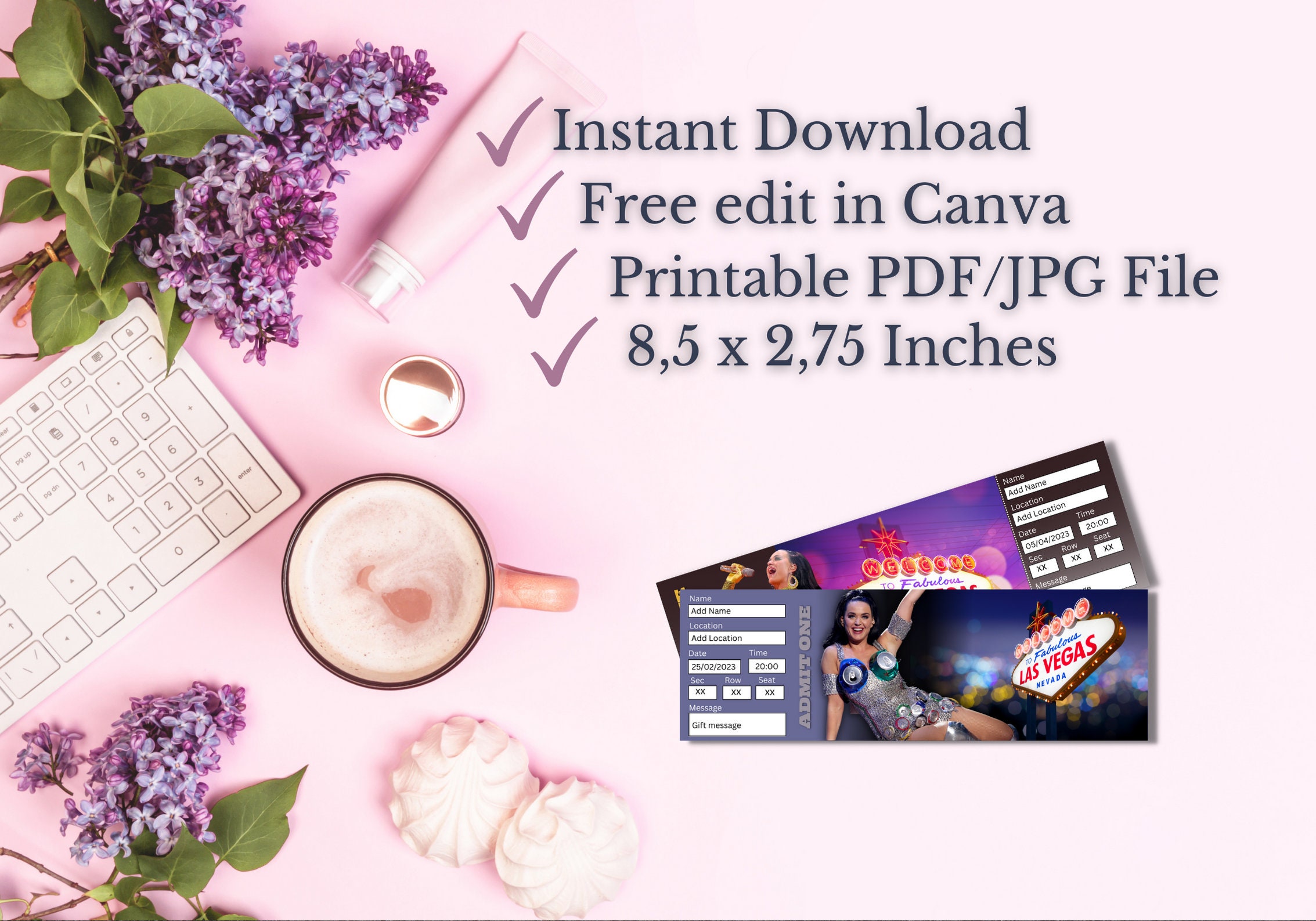 Personalized KATY PERRY Play Las Vegas Concert Ticket Template ...