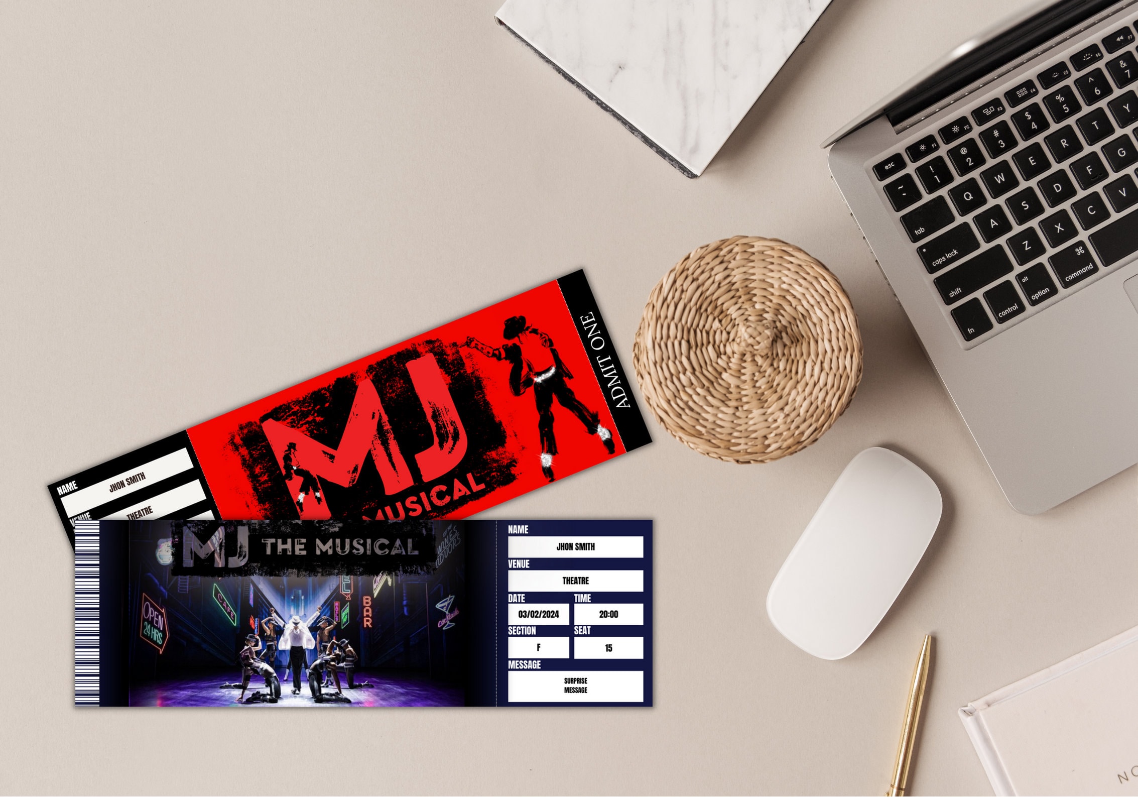 Template MJ Broadway the Musical Surprise Ticket the Theatre, Instant ...
