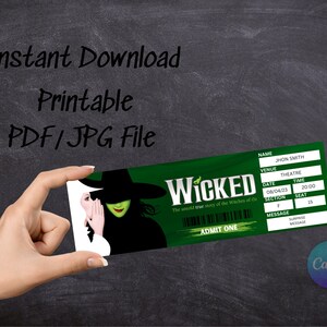 Template WICKED Musical Surprise Ticket to the Theatre, Instant ...