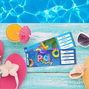 Pool Party Printable Template - Customizable Ticket Design for a ...
